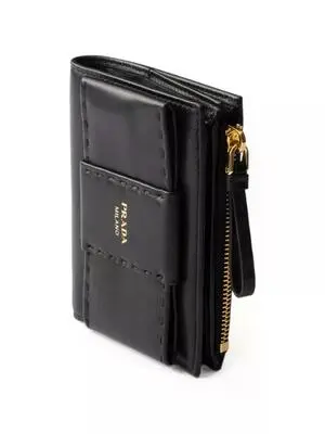 Prada Small Nappa-leather Wallet With Bow - Black