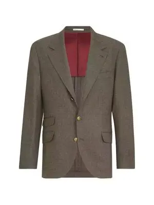 Brunello Cucinelli Mouliné Virgin Wool Twill Deconstructed Cavallo Blazer