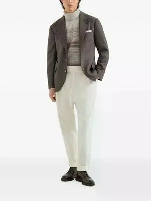Brunello Cucinelli Mouliné Virgin Wool Twill Deconstructed Cavallo Blazer