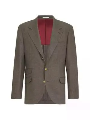 Brunello Cucinelli Mouliné Virgin Wool Twill Deconstructed Cavallo Blazer - Brown