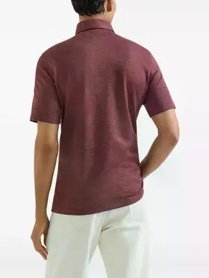Brunello Cucinelli Virgin Wool, Silk And Cotton Piqué Polo Shirt With Spread Collar - Red
