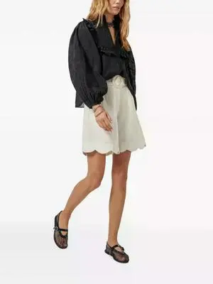 SCARLETT POPPIES Belted Scalloped-hem Shorts