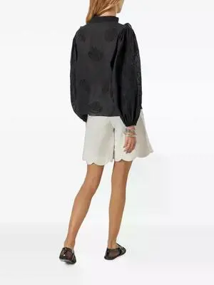 SCARLETT POPPIES Belted Scalloped-hem Shorts