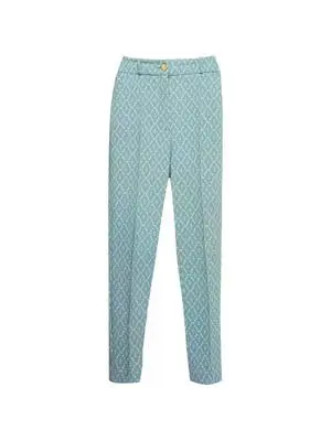 Elisabetta Franchi Logo-print Crepe Trousers - Blue