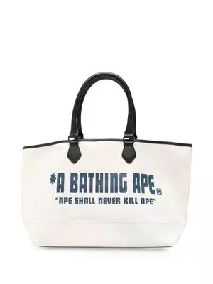 A BATHING APE Logo Print Tote Bag