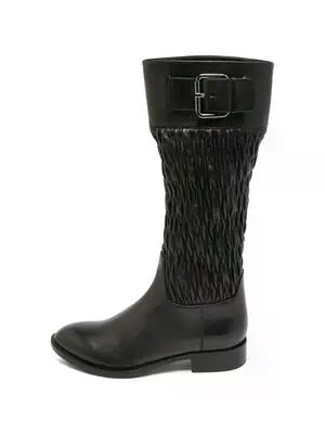 Gucci Ruched Buckle Detail Boots - Black