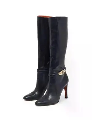 Gucci Elizabeth Buckled Knee-length Heeled Boots - Blue