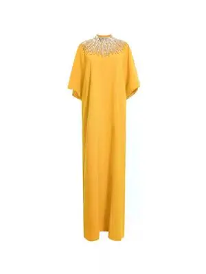 Jenny Packham Embellished Neck Dress - Yellow