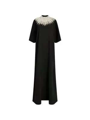 Jenny Packham Embellished Neck Dress - Black