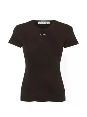 Off-White Logo Print Ribbed Knit T-shirt