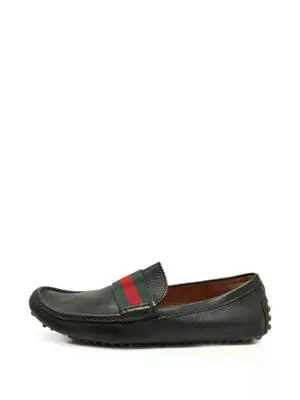 Gucci Web Stripe Driver Loafers - Black