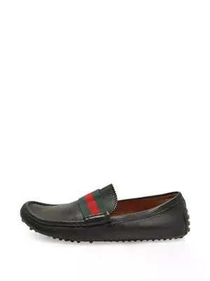 Gucci Web Stripe Driver Loafers - Black