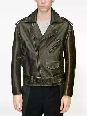 MAISON MARGIELA Distressed Leather Biker Jacket - Black
