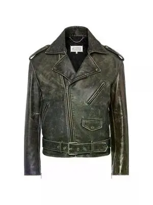 MAISON MARGIELA Distressed Leather Biker Jacket - Black