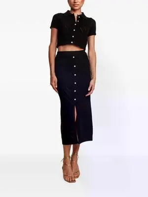HEVRON Pointelle-knit Cropped Cardigan