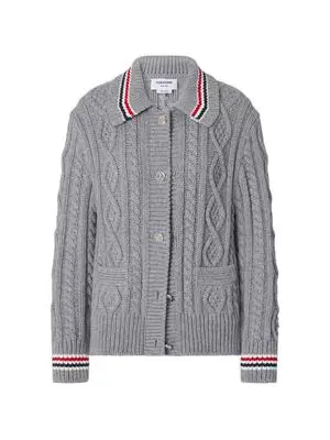 Thom Browne Aran Cable-knit Cardigan - Grey