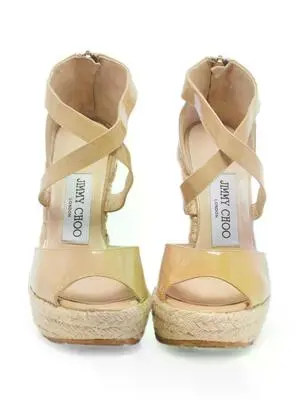 JIMMY CHOO Patent Leather Wedge Sandals