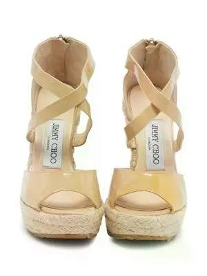 JIMMY CHOO Patent Leather Wedge Sandals