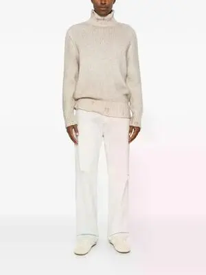Avant Toi Distressed Roll-neck Sweater - Neutrals