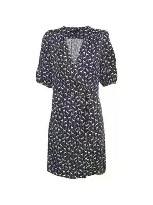 Maje Horse-print V-neck Midi Dress