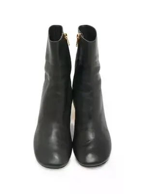 Fendi Leather Ankle Boots With Sculptural Gold-tone Heel