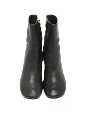 Fendi Leather Ankle Boots With Sculptural Gold-tone Heel