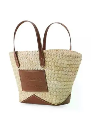 LANVIN Woven Leather-trimmed Tote Bag