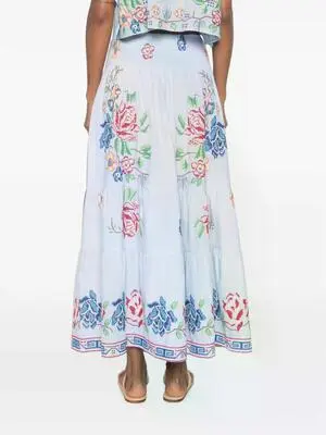 ORSINA Tiered Maxi Skirt With Floral Embroidery