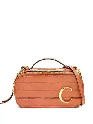 Chloé Mini C Vanity Croc-embossed Leather Shoulder Bag