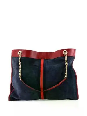 Gucci Rajah Chain Suede Large Tote Bag - Blue