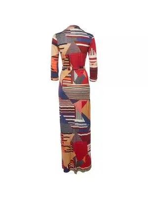 Diane Von Furstenberg Abigail Geometric Print Wrap Maxi Dress