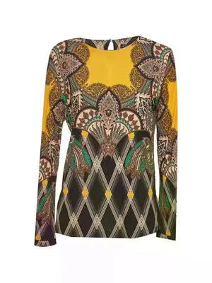 Etro Printed Jersey Long Sleeve Top - Yellow