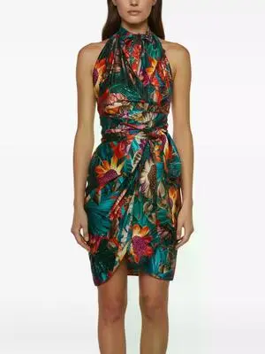 FERRAGAMO Floral Print Draped Mini Dress
