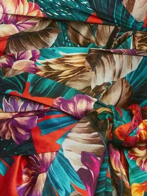 FERRAGAMO Floral Print Draped Mini Dress