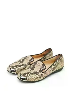 GIUSEPPE ZANOTTI Python-embossed Leather Slippers With Metal Toe Cap