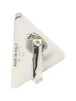 Prada Enamel Triangle Logo Plaque Clip-on Earring
