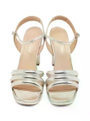 Dior Leather Block Heel Ankle Strap Sandals