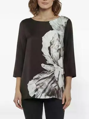 Escada Sport Floral Print Long Sleeve Blouse