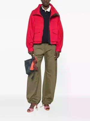 Loewe High Neck Zip-up Jacket With Leather Trims - Red