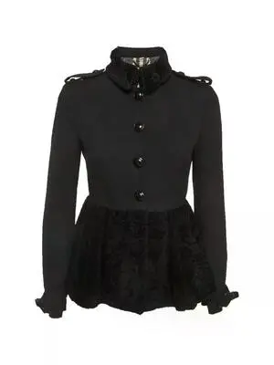 Burberry Shearling-trim Crepe Coat