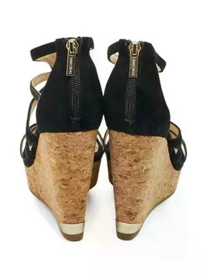 JIMMY CHOO Portia Wedge-heel Sandals - Black