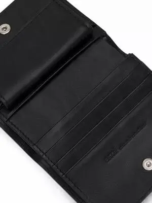 AMI Paris Cowhide Leather Bifold Wallet With De Coeur - Black