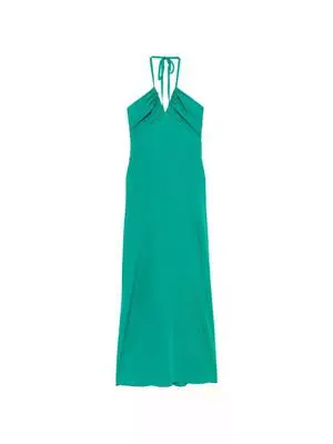 MOUTAKI V-neck Maxi Dress With Bow Detail - Green