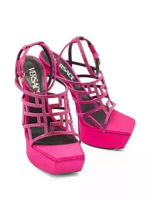 Versace Greca Maze Crystal-embellished Platform Sandals