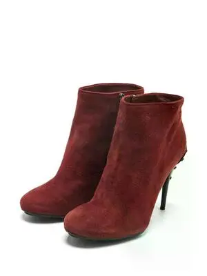 TOD'S Suede Studded Ankle Boots - Red