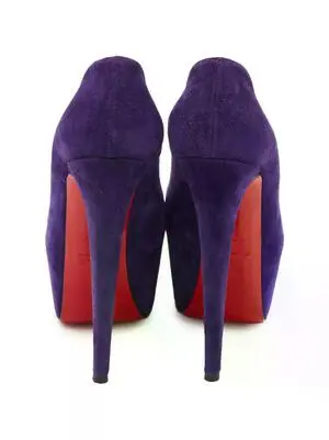 CHRISTIAN LOUBOUTIN Calf Suede Daffodile Platform Almond Toe Stiletto Heel Pumps - Purple