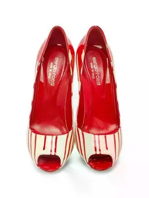 SERGIO ROSSI Drip-paint Peep-toe Pumps