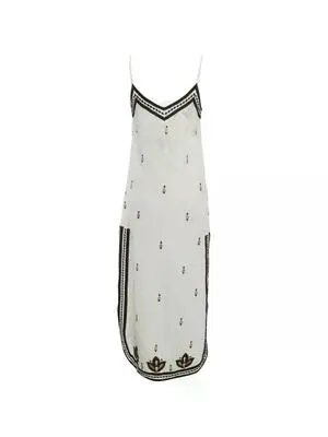 424 Embroidered Midi Dress With Front Button Detail