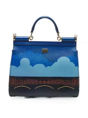 Dolce & Gabbana Medium Miss Sicily Leather Tote Bag - Blue