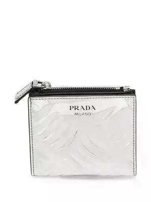 Prada Logo-print Bi-fold Wallet - Silver